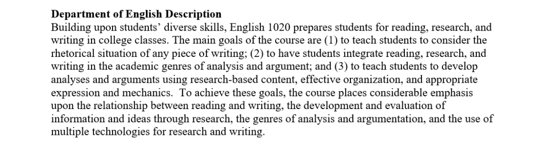WSU Department of English Course Description | DesigningFYC